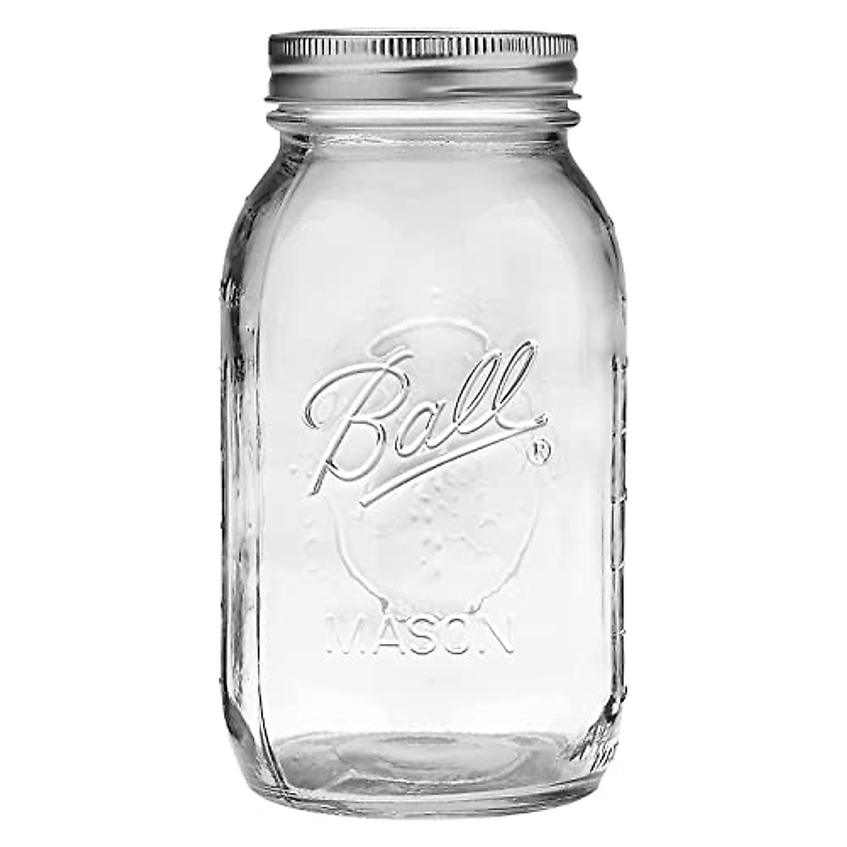 6 Count Mason Jar-32 oz. Clear Glass Wide Mouth