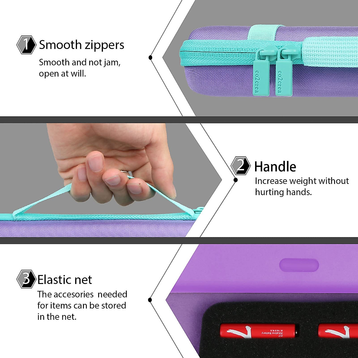 co2CREA Hard Case Replacement for Logitech POP Keys Mechanical Wireless Keyboard, Purple Case + Daydream Mint Zipper