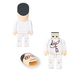 LEIZHAN Cute USB Flash Drive Character Thumb Drive for Kids Students Gift Pendrive (32GB, Doctor in White)