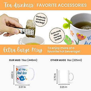 Tea Lovers Gifts for Women | Tea Gift Sets with Mug, Tea Bag Squeezer, Tea Bag Holder and If You Can Read This Novelty Fun Socks. Unique Tea Drinkers Gifts for Her, Mom, Grandmother, Teacher