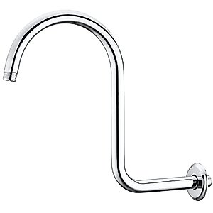 Anpean 13 Inch High Rise S Shape Shower Arm and Flange, Shower Head Extension Arm, Polished Chrome