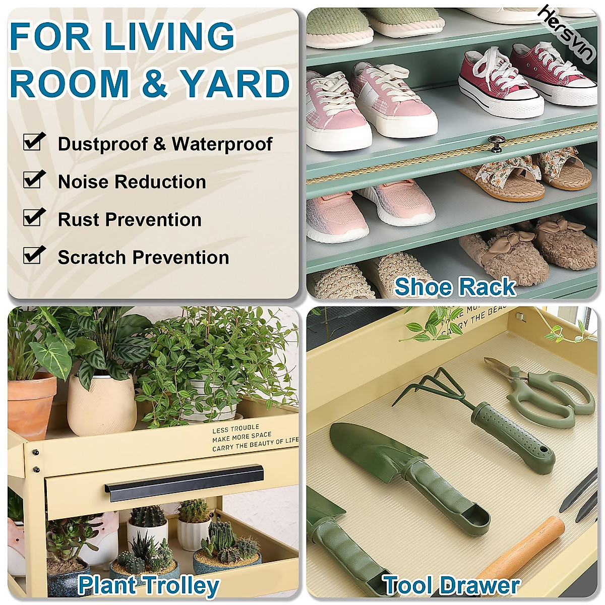 Hersvin Shelf Liners 24 in x 20 ft EVA Drawer Mats, Non-Adhesive Cupboard Pad, Kitchen Cabinet Lining Fridge Cushion (Transparent Stripe, 61x610cm)