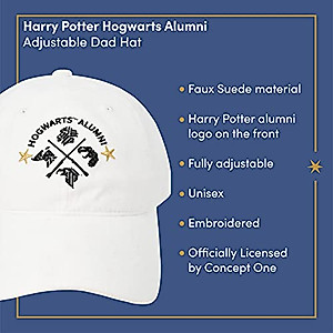 Harry Potter Hogwarts Alumni Adjustable Dad Hat, White, One Size