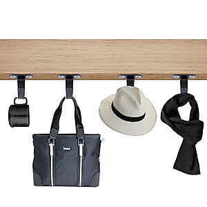 Unlorspy 12PCS Stainless Steel Under-Shelf Coat Hook with Screws Mount Ceiling Hooks Top Mount Hooks Towel/Robe Clothes Hook for Bathroom Kitchen Cabinet (Black)