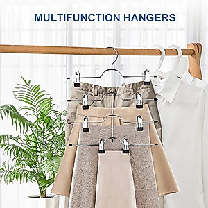 DOIOWN Skirt Hangers 4 Tier Pants Shorts Hangers Space Saving Hangers Closet Organizer for Skirt, Pants(3 Pieces) (3 Pieces)