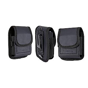 BELTRON Leather Pouch for Galaxy Z Flip (F700/F707), Galaxy Z Flip 3 (F711), Galaxy Z Flip 4 (F721), Motorola RAZR 4G, Motorola RAZR 5G with Heavy Duty Belt Loop, Metal Belt Clip & Dual Magnet Closure