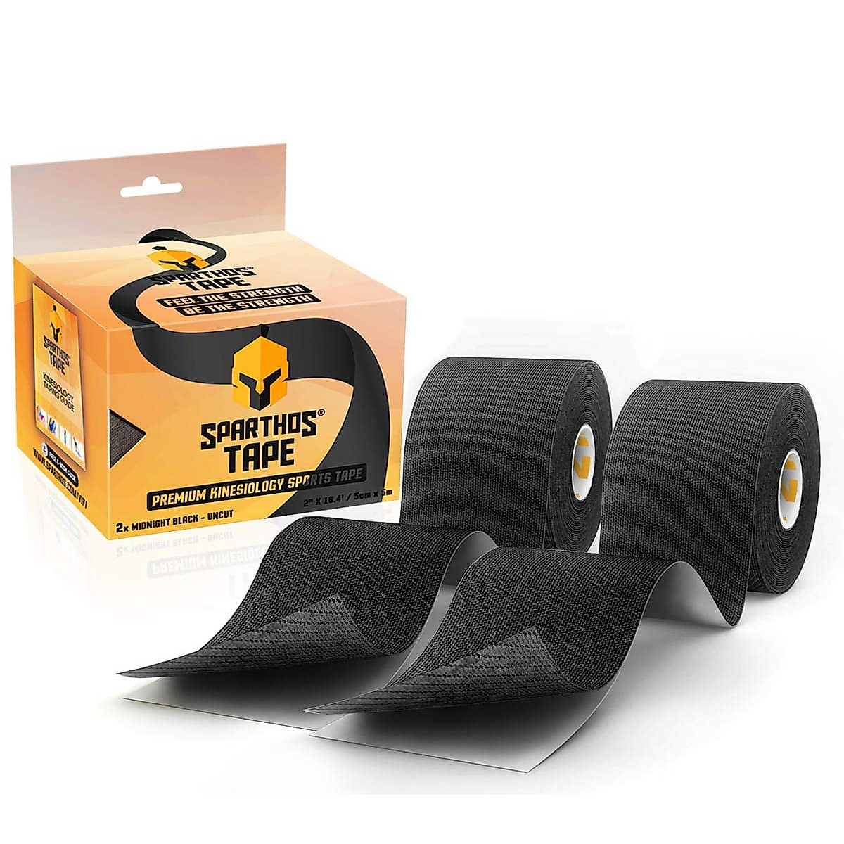 Sparthos Kinesiology Tape [Midnight Black - Pack of 2] + Sparthos Ice Packs for Injuries [Size Medium + Cover]