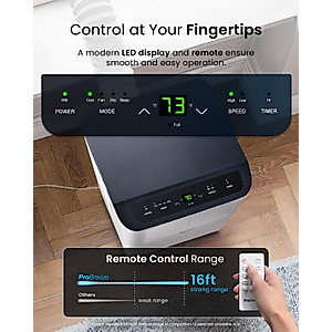 Pro Breeze Smart Air Conditioner Portable 10,000 BTU - 1130W Portable Air Conditioner with 4-in-1 Function, 300 Sq Ft Coverage, 24 Hour Timer & Window Venting Kit Included - AC Unit with Wifi & App