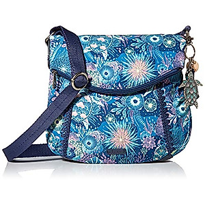 Sakroots Foldover Crossbody Bag in Eco-Twill with Adjustable Strap, Royal Blue Seascape