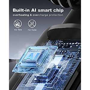 EasyAcc Portable Handheld Fan,4000 Battery Portable Fan for Travel [Ultra Quiet Powerful] 5 Speed Backup Power Digital Display Lanyard Rechargeable Foldable Personal Hand Fan for Olympic Games Black