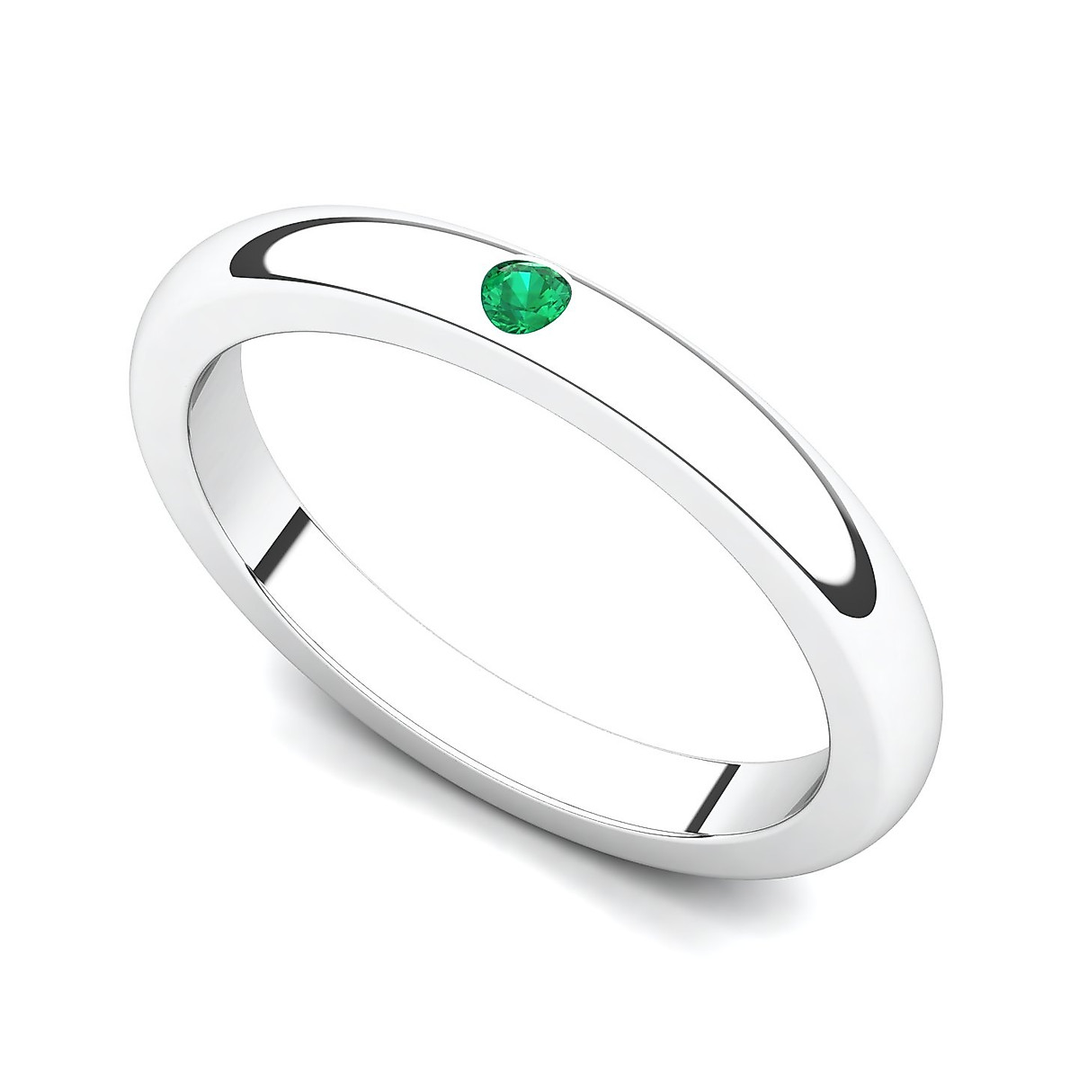 Juno Jewelry 18k White Gold Bezel set Emerald Band Ring, 5