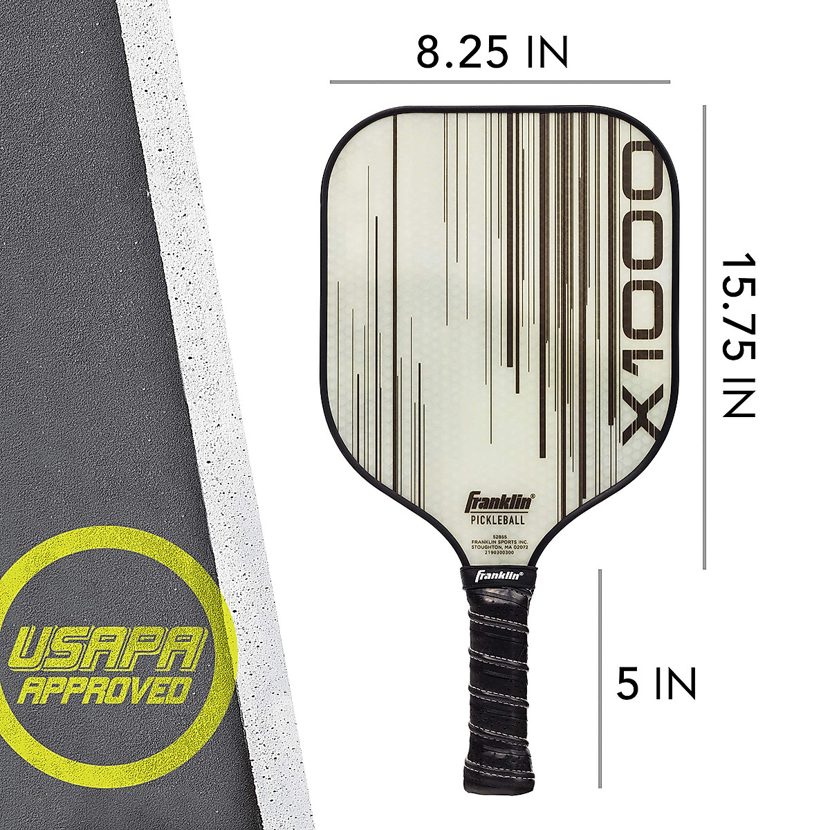Franklin Sports Pickleball Paddle - X-1000 Polypropylene Core Pickleball Racket - Official USA Pickleball (USAPA) Approved Pickleball Paddle - Lightweight Pro Racket - 8mm Thick Core,White
