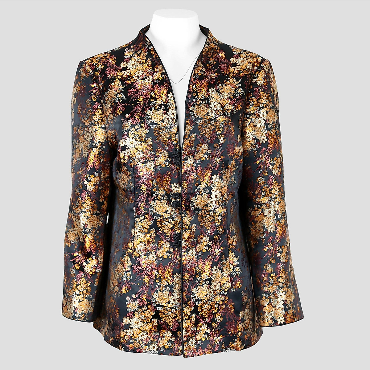 Black Gold Small Floral Brocade Fabric, Jacquard Fabric, Fabric by Yard, 29" Wide