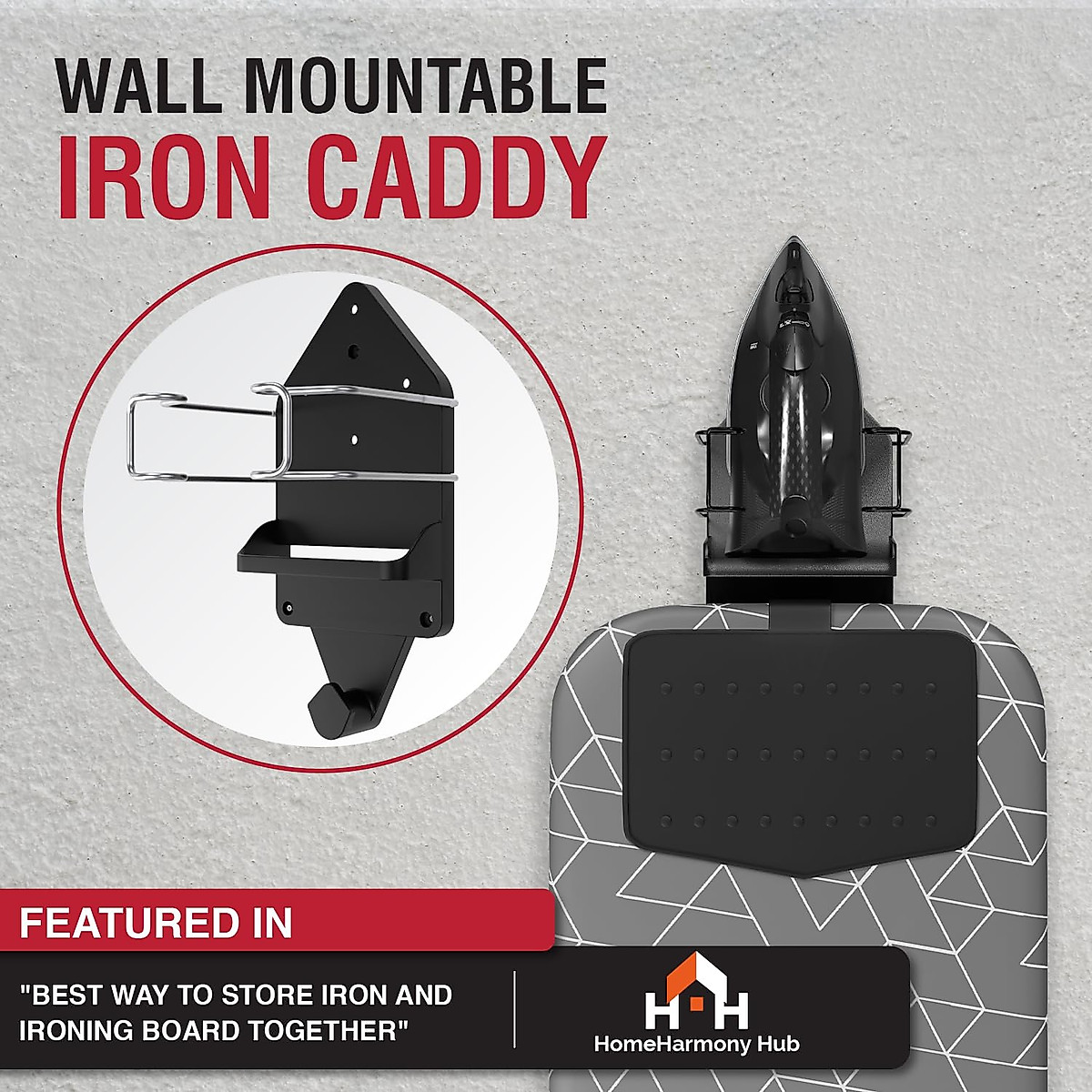 Xabitat Full Metal Ironing Board 48" X 15" with Silicon Iron Rest, Wall Mount & Closet Hanging Hook, Built-in Iron Caddy, Full Metal Heavy Duty Construction, Heat & Scorch Resistant Fabric