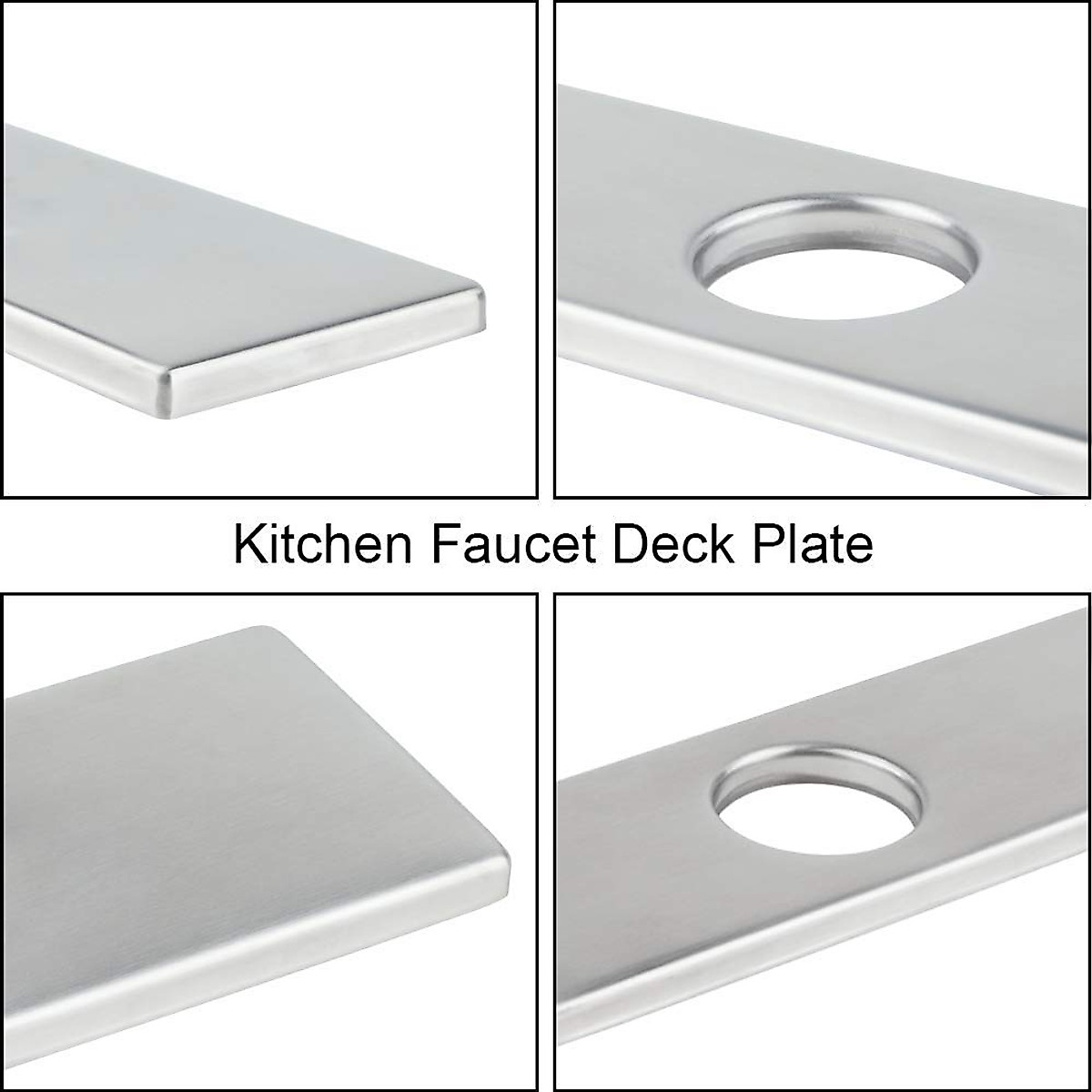 COOLWEST Square Deck Plate 10 Inch Hole Cover Escutcheon for Single Hole Kitchen Faucet, Rectangle Stainless Steel Rectangular 3-hole Cover Faucet Plates