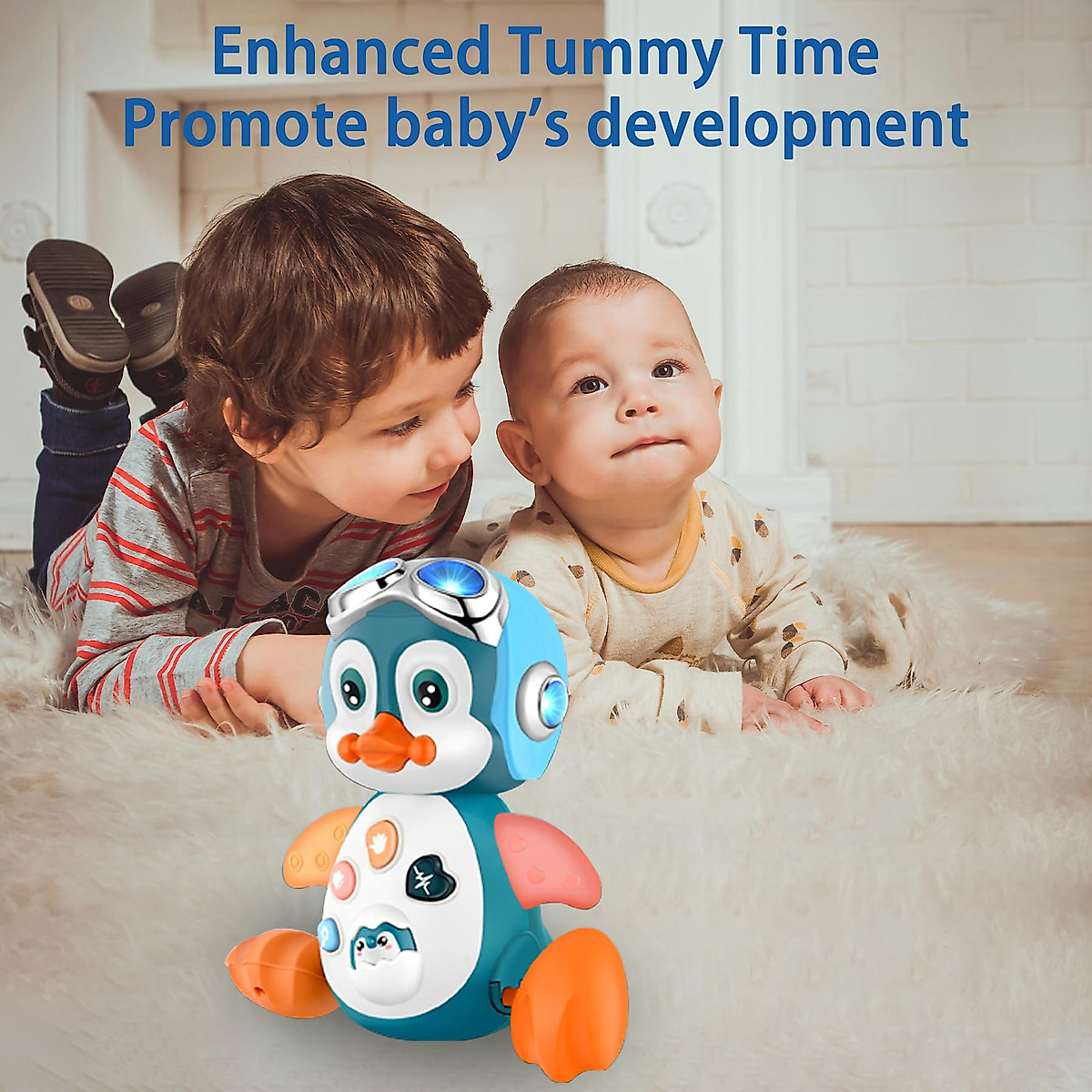 Crawling Penguin Baby Musical Toys, Baby Tummy Time Toys for Infant 0-3 0-6 6-12 12-18 Months Music Learning Crawl Interactive Development Toy with LED Lights, Babies Toddler Boy Girl Birthday Gift