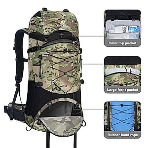 N Nevo Rhino Waterproof Hiking Backpack 50L/60L, Camping Backpack with Rain Cover, High Performance Hiking Travel Mountaineering Pack