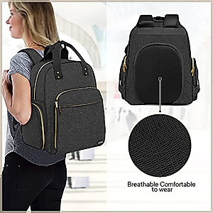 Teamoy Breast Pump Backpack Compatible with Spectra S1, S2, and Cooler Bag, Pumping Bag with Insulated Feeding Bottle Pockets, Diaper Bag Backpack for Working Mother with 15 inch Laptop Sleeve, Black