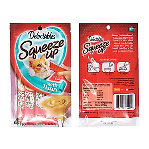 Delectables Hartz Squeeze Up Cat Treats Variety 4 Pouch Bundle of 2 Flavors; 2 Pouches of Each Flavor (2.0 oz Each) (Chicken, Tuna)