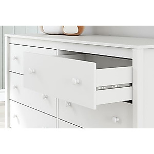 Signature Design by Ashley Hallityn Coastal 6-Drawer Dresser with Safety Stop and Scalloped Design, White