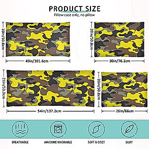 Yellow Camo Pillow Cases King Size Velvet Pillow Covers Super Soft Decorative Pillowcase with Zipper for Women Men Bedroom Sofa Couch