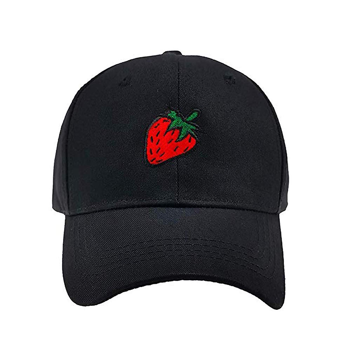 Strawberry Cherry Baseball Hat, Embroidered Dad Cap, Unstructured Soft Cotton, Adjustable Strap Back (Black 2)