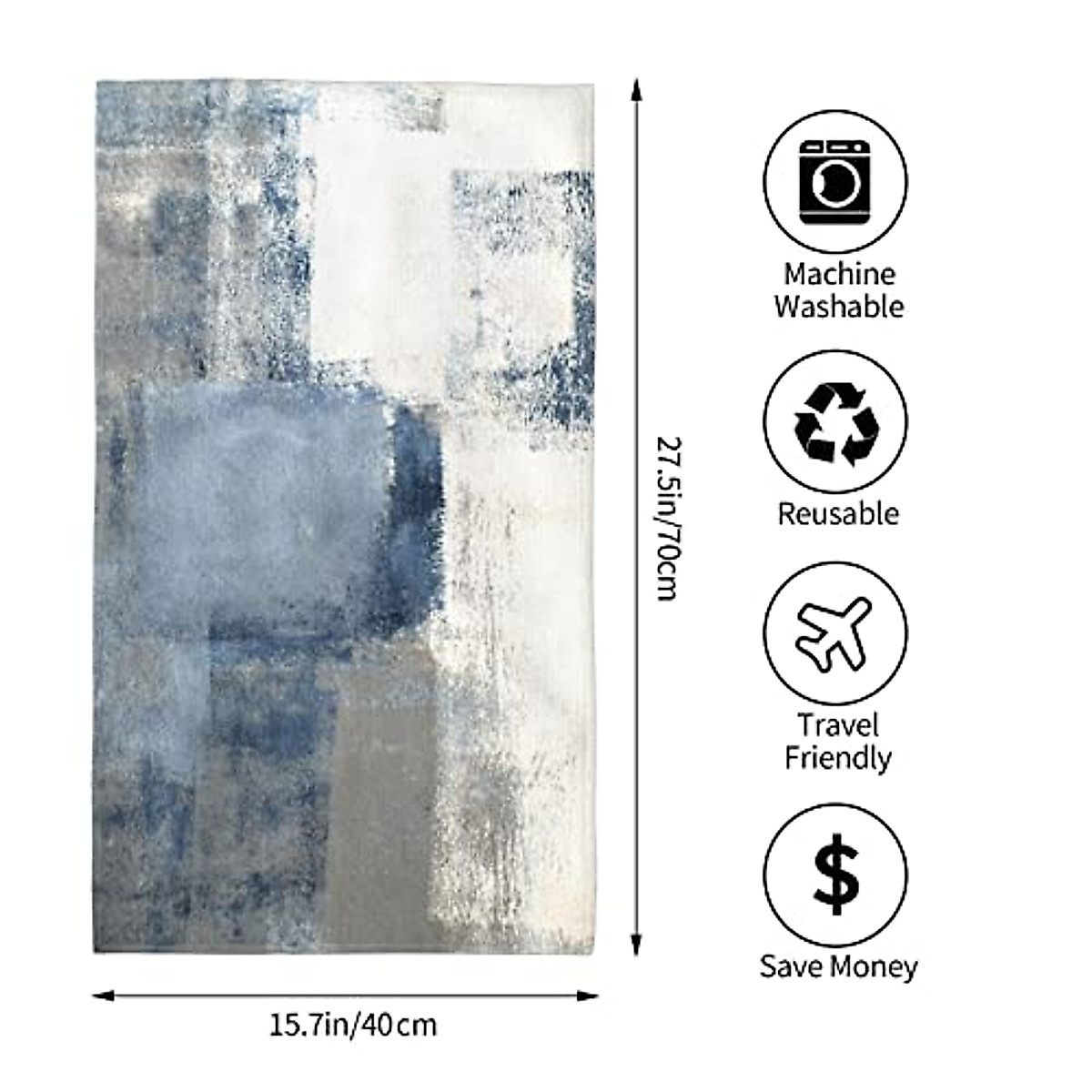SUPLUCHOM Hand Towel Blue Gray Modern Art Abstract for Bathroom Kitchen Microfiber Fingertip Bath Towels 16 x 27.5 Inch Soft Decorative Home Hotel Gym Laundry Room
