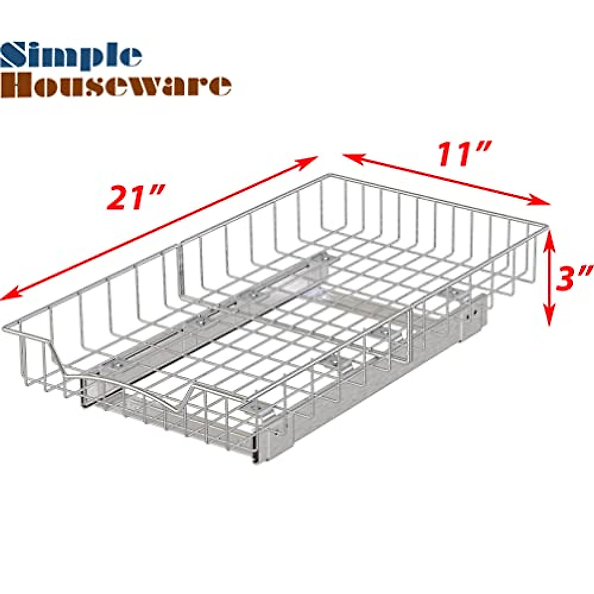 Simple Houseware Cabinet Pull Out Sliding Shelf Drawer Organizer (11”W x 21”D)