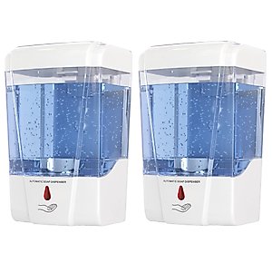 Automatic Wall Mounted Soap Dispenser for Bathroom (2-Pack White), Commercial Hand Soap Dispenser Wall Mount, Touchless Hand Sanitizer Dispenser, (Dispensador de Jabon de Bano Automatico) by EnBath