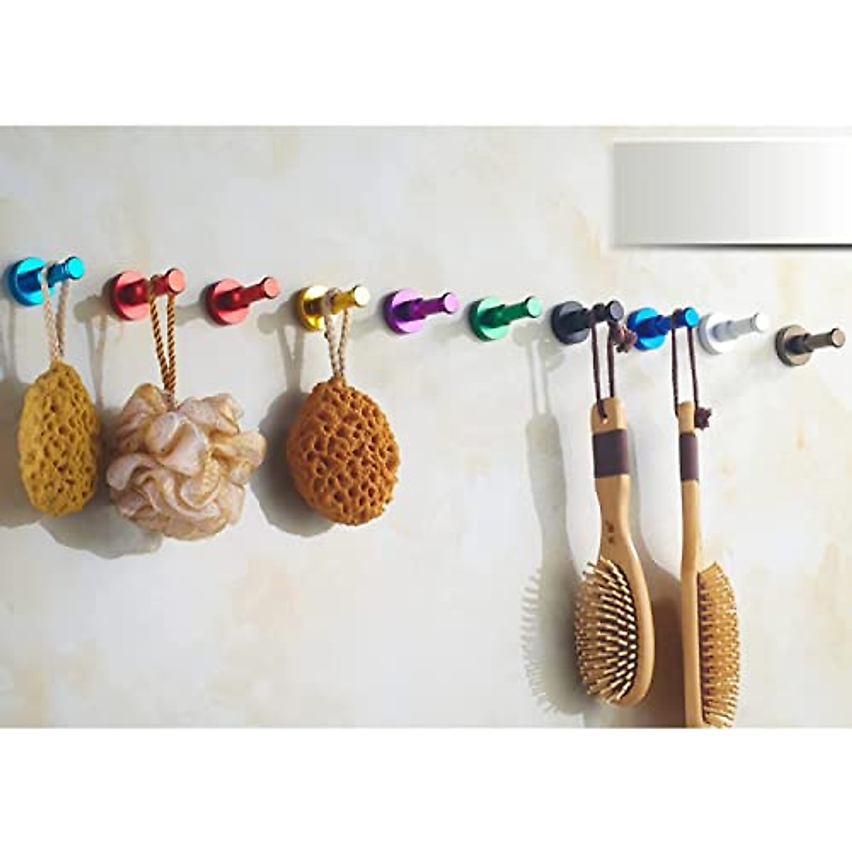 MroMax 2.16 Inch Wall Mount Robe Hooks, Aluminum Alloy Coat Hook Towel Wall Hanger Clothes Coat Hook Holder for Bathroom Bedroom Kitchen Red 2Pcs