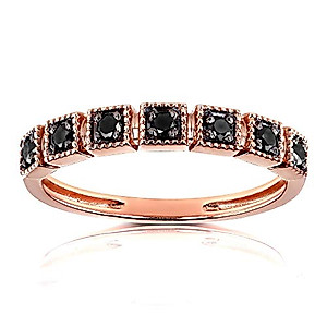 Kobelli Black Diamond Wedding Ring 1/6ct TDW in 10k Rose Gold - Size 6