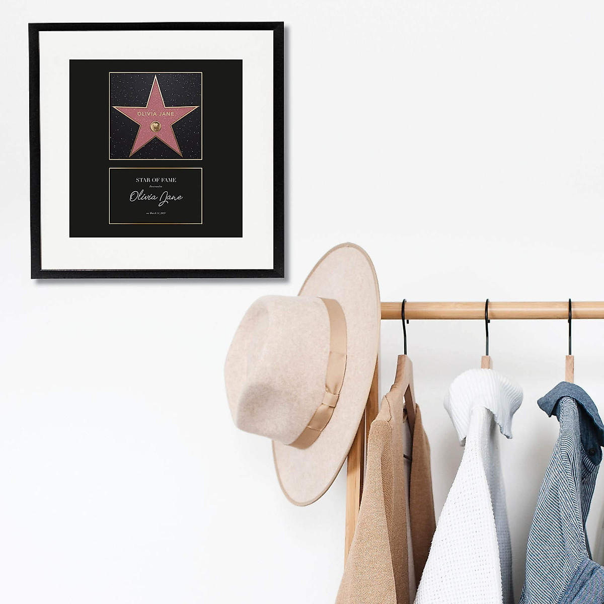 Personalized Hollywood Walk of Fame Star Black Border Extra Print, Unframed