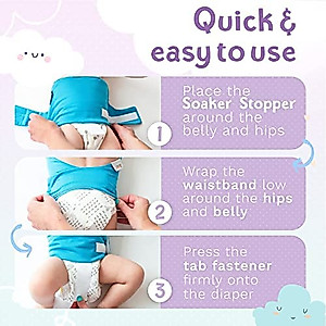 Soaker Stopper Diaper Extender - Washable & Reusable Diaper Extension for Disposable Diapers and Cloth Diapers | Leakproof Diaper Cover Prevent Nighttime Leaks (White, Size 1 (14-20 Inch Waist))