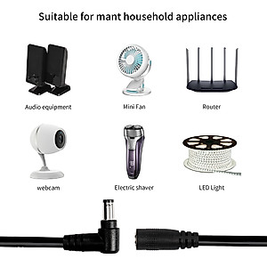 YACSEJAO DC Right Angle Coiled Power Cable 2.1mm x 5.5mm Male to Female Adapter Extension Cord for 12V CCTV Surveillance Camera Router LED Strip DVR Monitor Printers