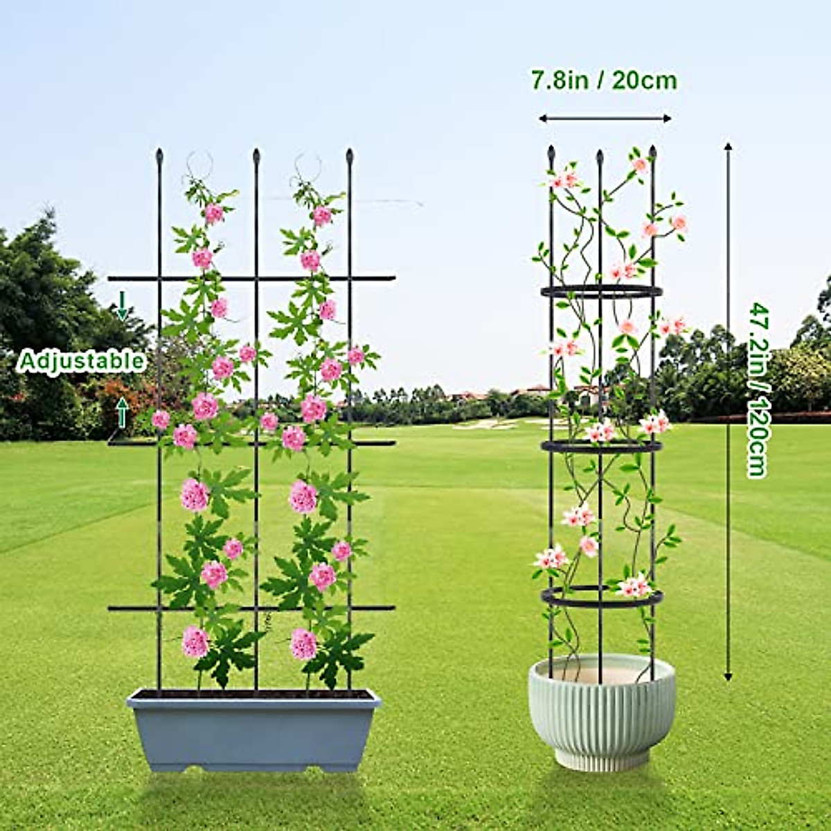 2 Pack Garden Trellis Plant Trellis Flower Trellis Tomato Cages for Garden, 48" Multi-fuction Trellis Climbing Plant Trellis for Potted Plants
