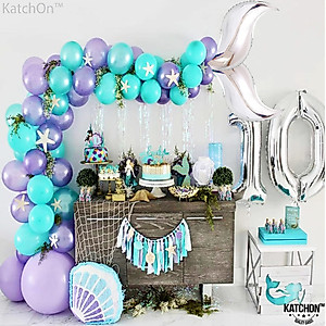 KatchOn, Silver Mermaid Tail Balloon - 25 Inch, Pack of 6 | Silver Mermaid Balloons for Mermaid Balloon Garland | Silver Foil Curve Balloon | Mermaid Tail Foil Balloon for Mermaid Birthday Decorations