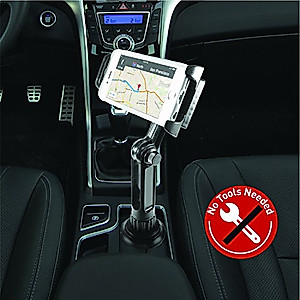 Macally Cup Holder Tablet Mount - Heavy Duty iPad Cup Holder Car Mount Stand or Tablet Holder for Car, Truck, and Vehicle - Fits Devices 3.5" - 8” Wide with Case - Adjustable iPad Holder for Car