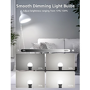 Lepro Dimmable LED Light Bulbs 100 Watt Equivalent, 14W 1500LM Daylight White 5000K, A19 E26 Standard Medium Base, UL FCC Listed, 15000 Hour Lifetime, 6 Pcs