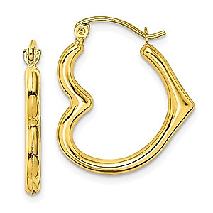 Amanda Rose Collection 10K Yellow Gold 1 inch inch heart shaped hoop earrings for Women