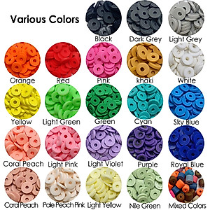 COIRIS 3400 Pcs Vinyl Heishi Beads Environmental Handmade Polymer Clay Spacer 6mm Disk Flat Beads for Surfer Chocker Necklace Bracelet Earrings Jewelry Making(RT-5 Mix-6)