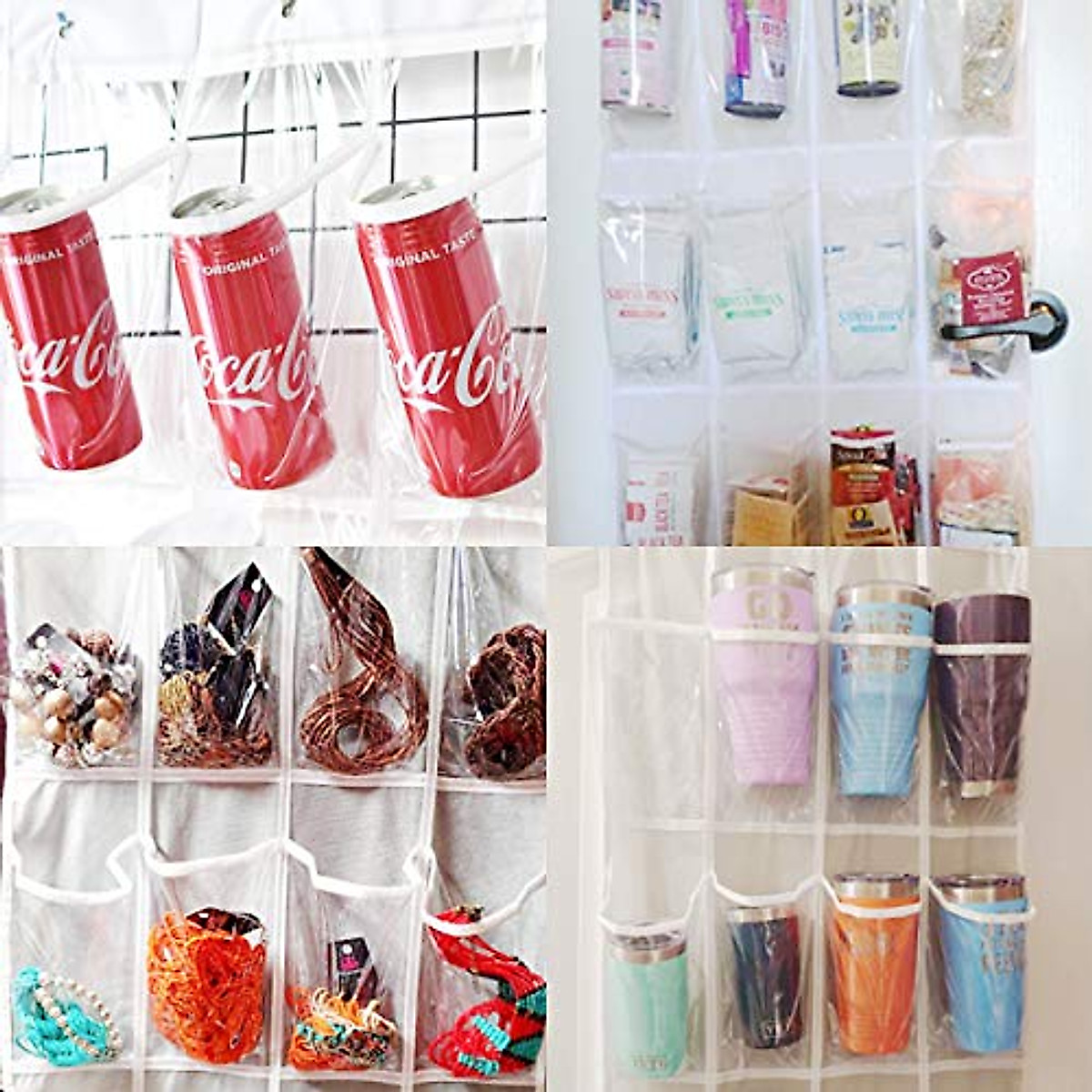 N / A Over The Door Hanging Shoes Organizer Rack 24 Pocket Pantry Organizer - Clear