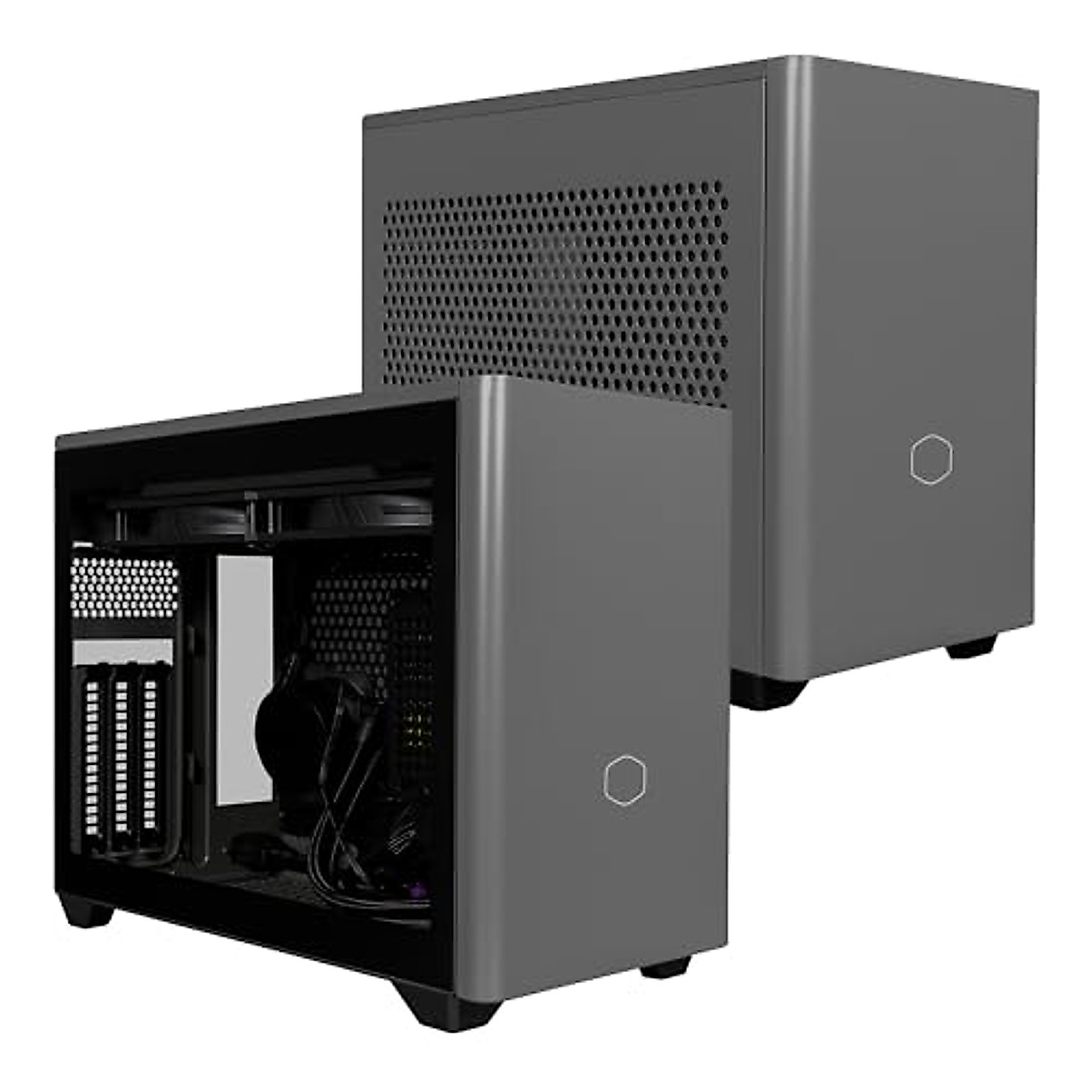 Cooler Master NR200P MAX Mini-ITX Case with 280mm AIO, 850W SFX PSU, Vertical GPU Mount, PCIe Gen4 Riser, Glass or Vented Panel