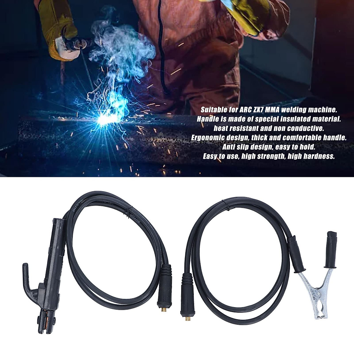 300A Welder Ground Cable Earth Clamp Set with 1.5m Cable for ARC ZX7 MMA Welding Machine Accessories