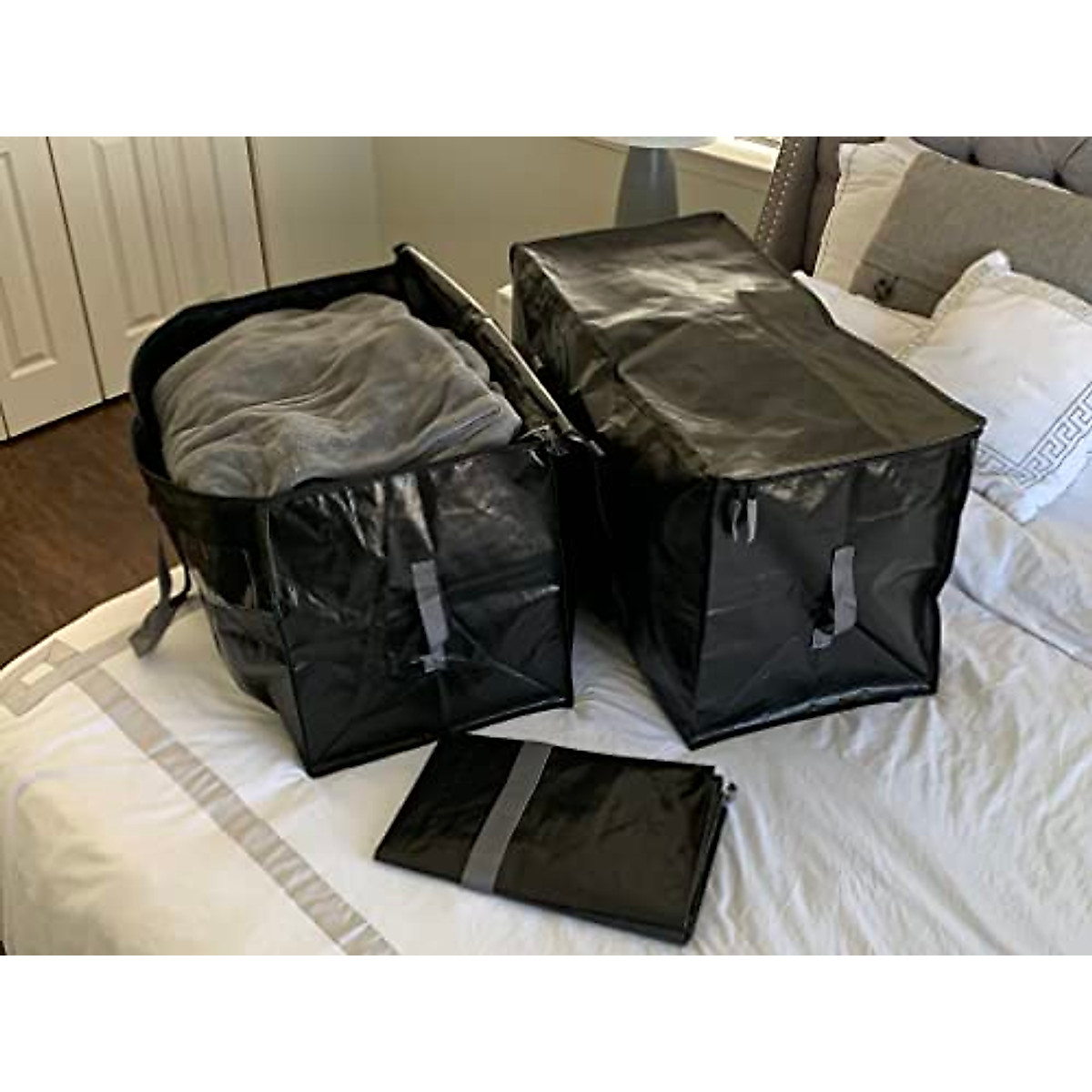 TOP BOX Extra Large Heavy Duty Moving Bags W/Reinforced Handles & Zippers, Backpack Straps, Moving & Storage Totes (6)