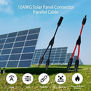 Solar Connectors Y Branch Solar Panel Connector, Solar Cable, Wire Plug Tool Kit for Solar Panel(M/FF+F/MM)