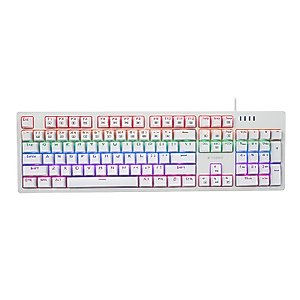 Mechanical Gaming Keyboard, E-YOOSO K-682 Rainbow LED Backlit and RGB Side Light 104 Key, High-Speed USB Data Cable-Suitable for Games and Office