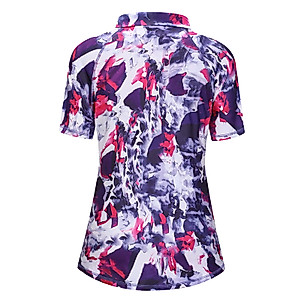 LURANEE Womens Golf Shirt,Workout Tops Short Sleeve Half-Zip SPF 50+ Sun Protection Shirts Cooling Dry Fit Running Clothes Lightweight Hiking Sport Yoga Jacket Active Wear Tie Dye Medium