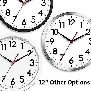 AKCISOT 12 Inch Wall Clock Silent Non-Ticking Modern Wall Clocks Battery Operated - Analog Classic Clock for Office, Home, Bathroom, Kitchen, Bedroom, School, Living Room(Black)