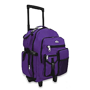 Everest Deluxe Wheeled Backpack, Dark Purple, One Size