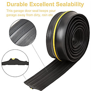 Universal Garage Door Threshold Seal Strips, 10 Ft Weatherproof Rubber DIY Weather Stripping with Sealants/Adhesives, Garage Door Bottom Seal Weather Strip Replacements